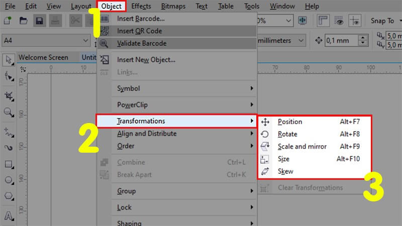 Lệnh Rotate trong Coreldraw, học Corel draw căn bản